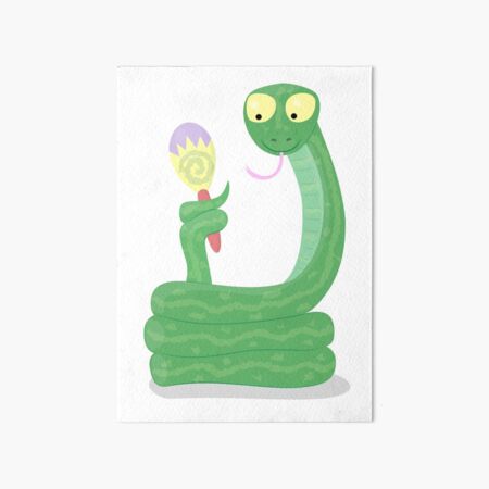 "Funny green snake with maraca cartoon" Art Board Print for Sale by ...