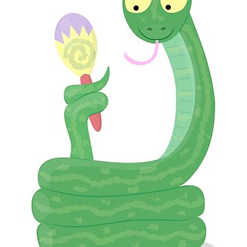 "Funny green snake with maraca cartoon" Art Board Print for Sale by ...