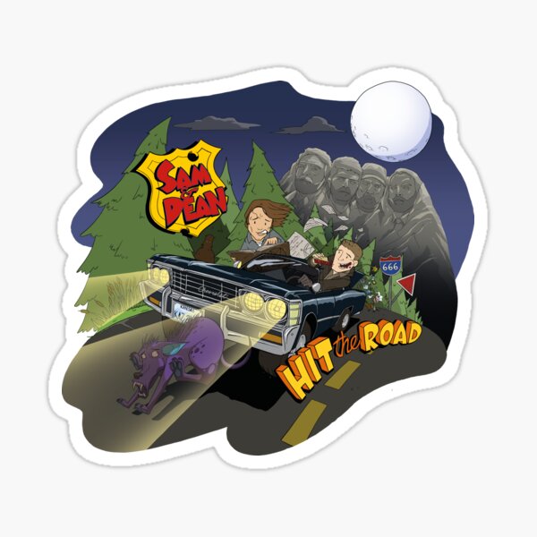 "Sam and Dean hit the road" Sticker for Sale by Moltenink | Redbubble