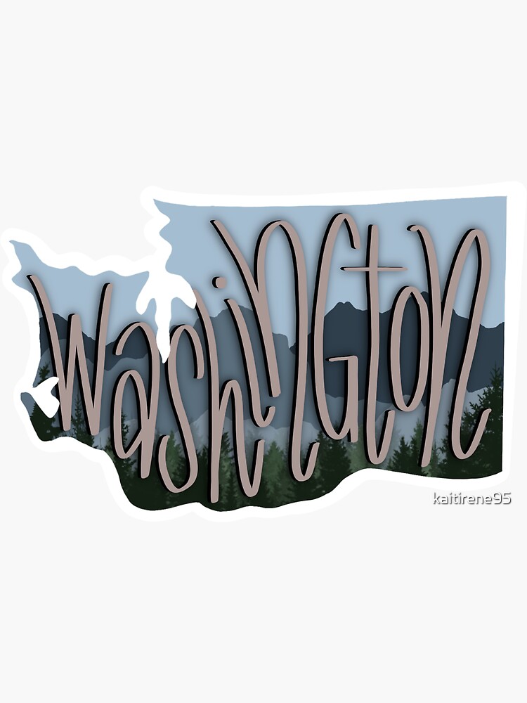 "Washington State Sticker" Sticker for Sale by kaitirene95 | Redbubble
