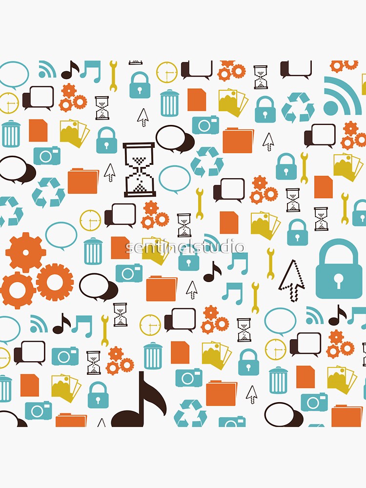 "Color Pattern with Computer Icons" Sticker for Sale by sentinelstudio ...