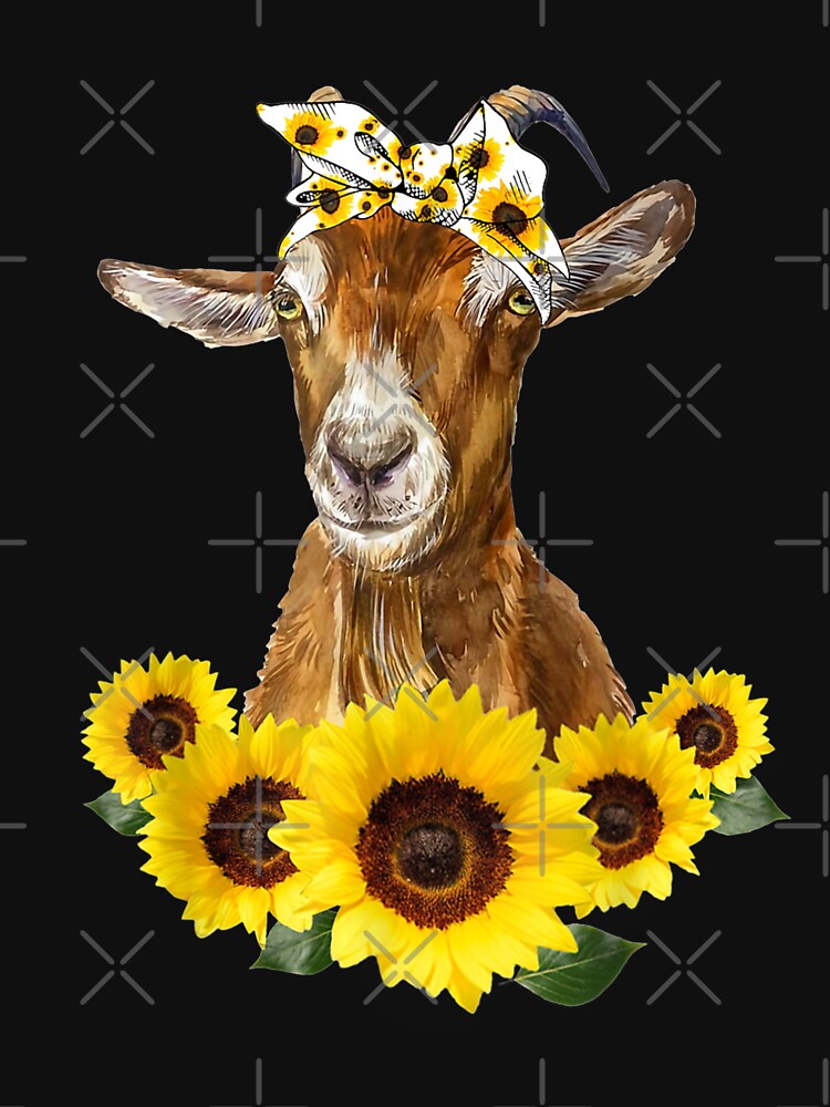 "Goat Headband Sunflower Goats Lovers " Essential T-Shirt for Sale by ...