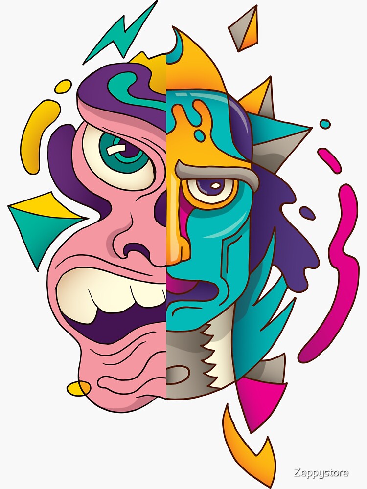 "Two Face" Sticker by Zeppystore | Redbubble