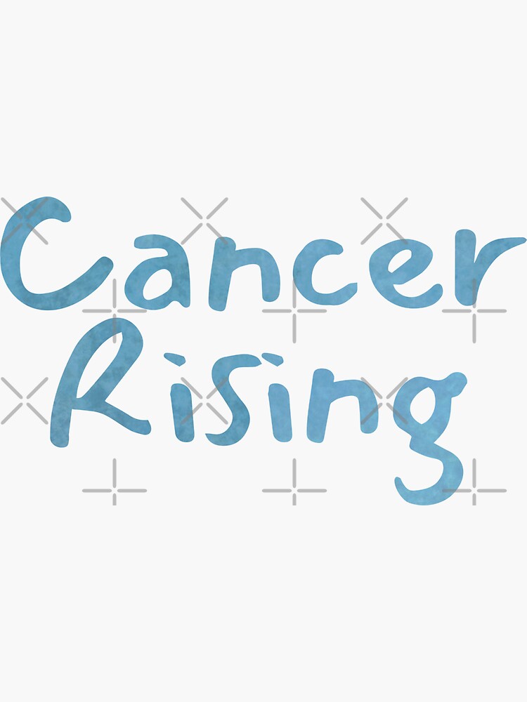 "Cancer Rising Text Blue" Sticker for Sale by leomooncreates | Redbubble