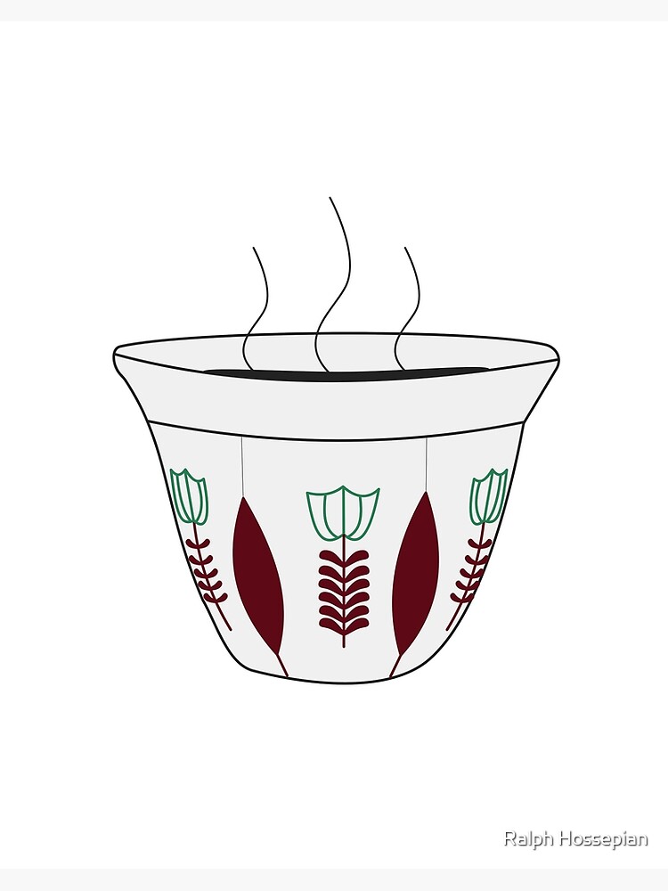 "Arabic oriental coffee cup - Lebanese fenjen ahwe with flowers" Art ...