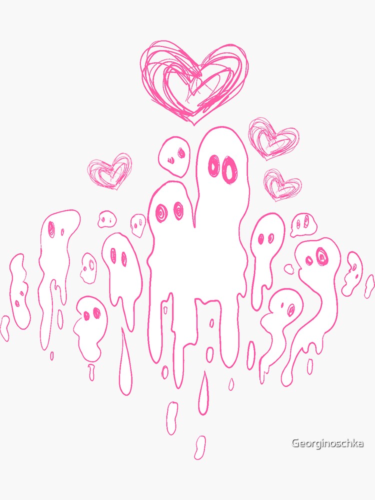 "Candy Ghosts in Pink" Sticker for Sale by Georginoschka | Redbubble