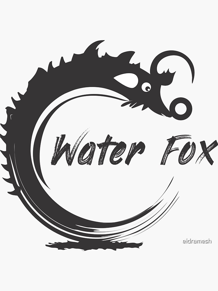 "Water fox illustration in black" Sticker for Sale by eidramesh | Redbubble