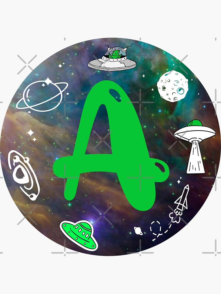 "Letter A Galaxy Outer Space Alien style" Sticker for Sale by ...
