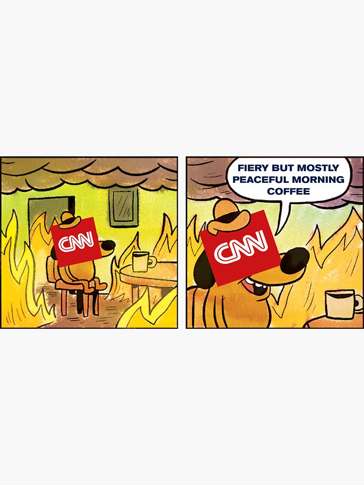 "CNN Fiery But Mostly Peaceful Funny Meme Parody" Sticker for Sale by ...