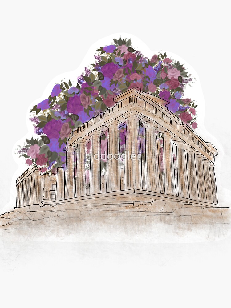 "Explore Athens Pink" Sticker by ddoodler | Redbubble