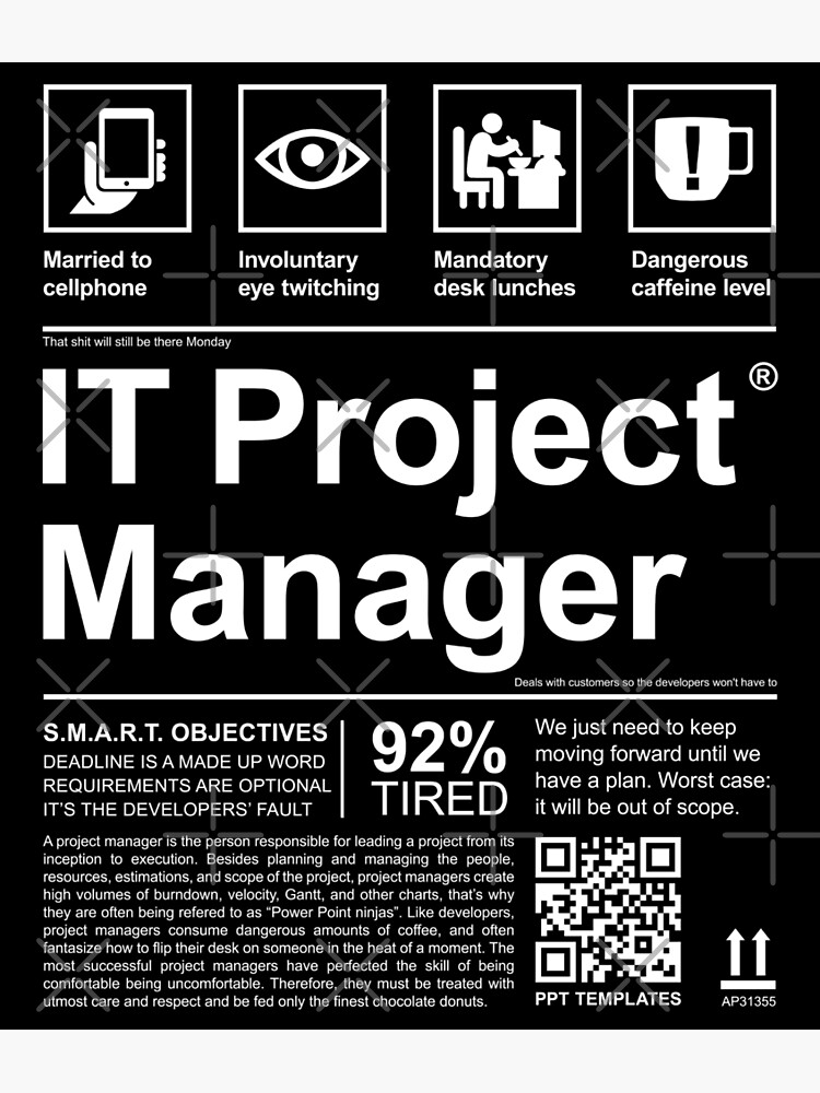 "PROJECT MANAGER LABEL" Poster for Sale by officegeekshop | Redbubble