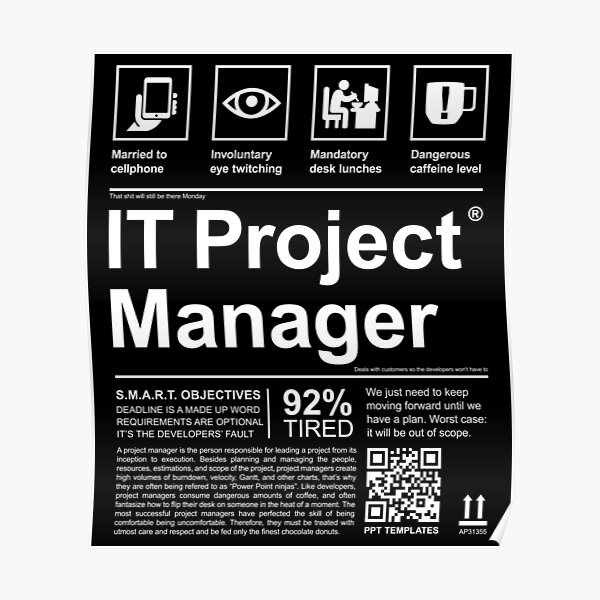 "PROJECT MANAGER LABEL" Poster for Sale by officegeekshop | Redbubble