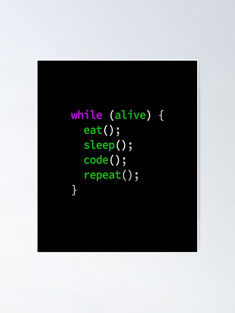 While Alive Eat Sleep Code Repeat Coding For Programmer Developer Coder Poster For Sale By 5675