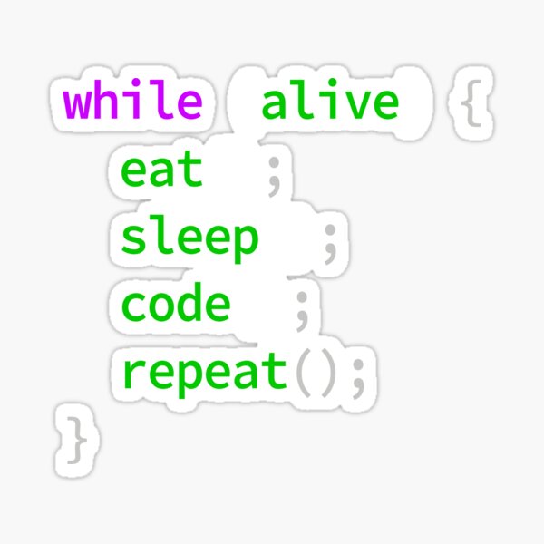 While Alive Eat Sleep Code Repeat Coding For Programmer Developer Coder Sticker By