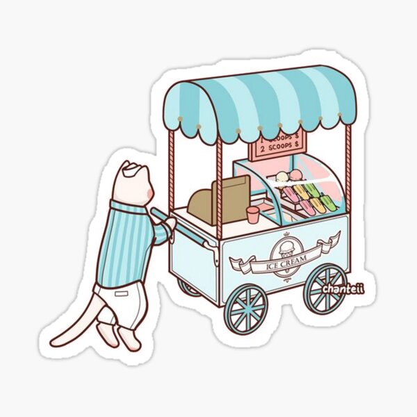 "Kitty Ice Cream Cart" Sticker for Sale by bebeshark | Redbubble