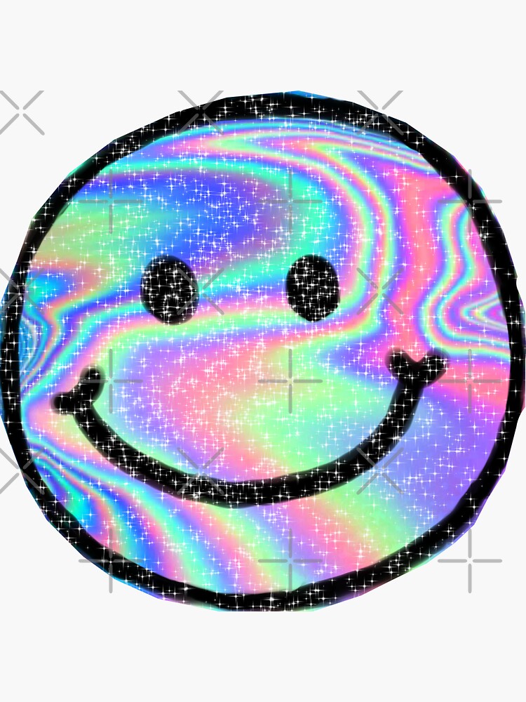 "holographic smiley face" Sticker for Sale by jeiddesigns | Redbubble