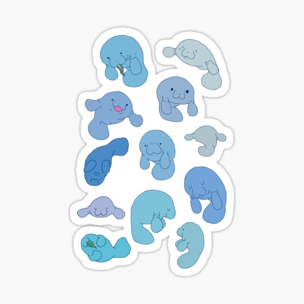 "Manatee Doodles" Sticker for Sale by ashhthedancerr | Redbubble