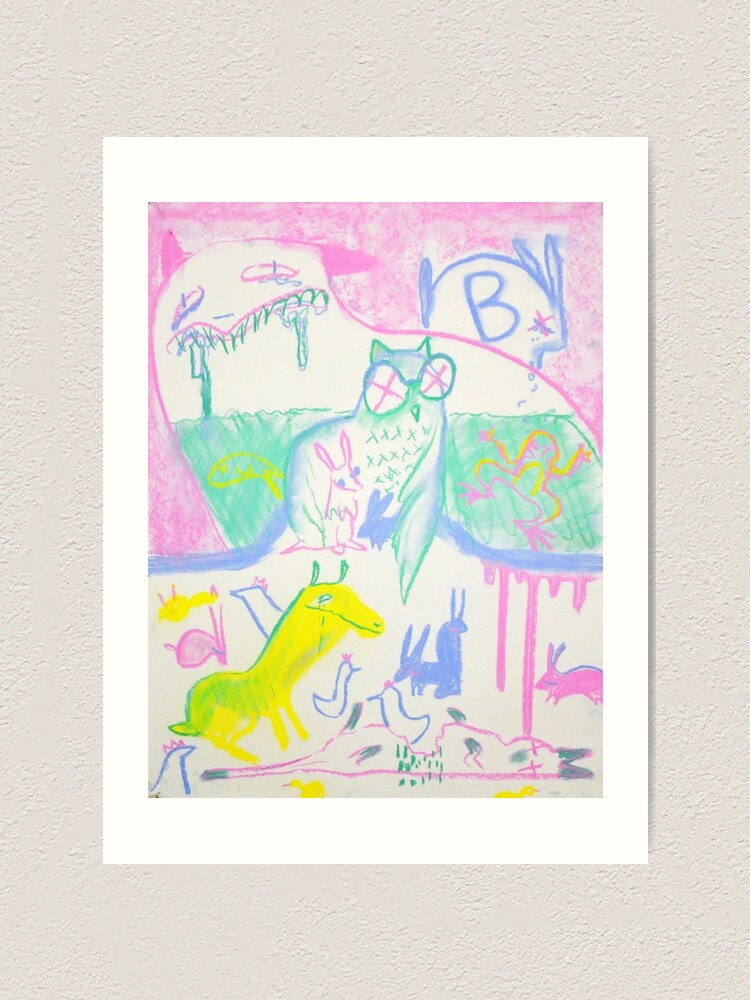 "Pastel Roadkill Party with Owl and friends! THE AFTERPARTY" Art Print ...