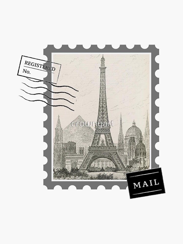 "Paris stamp" Sticker for Sale by crownyart | Redbubble
