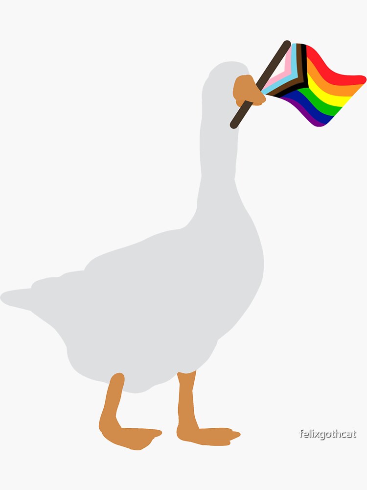 "Goose holding a Pride flag " Sticker for Sale by felixgothcat | Redbubble