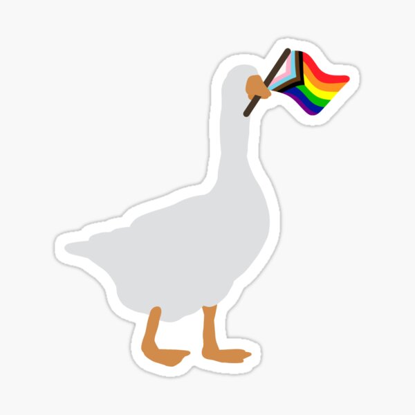 "Goose holding a Pride flag " Sticker for Sale by felixgothcat | Redbubble