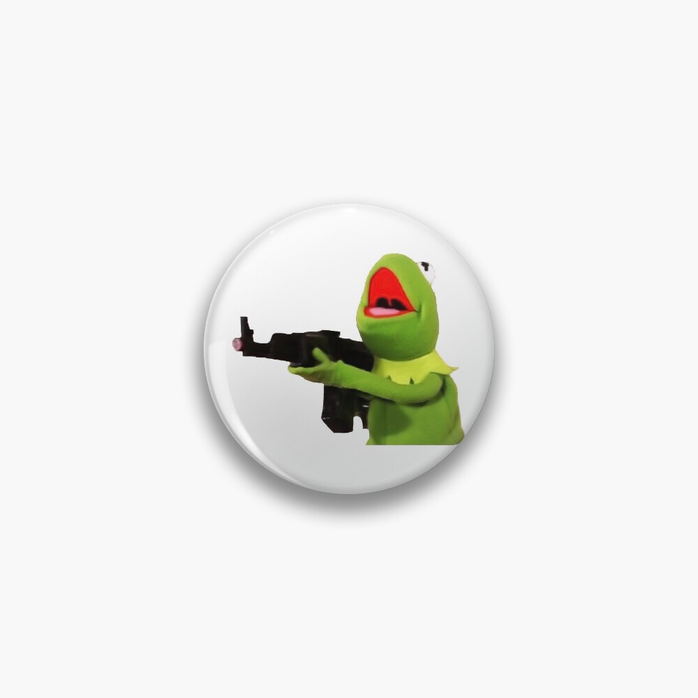"Kermit the frog meme with a gun" Pin for Sale by Omeris | Redbubble