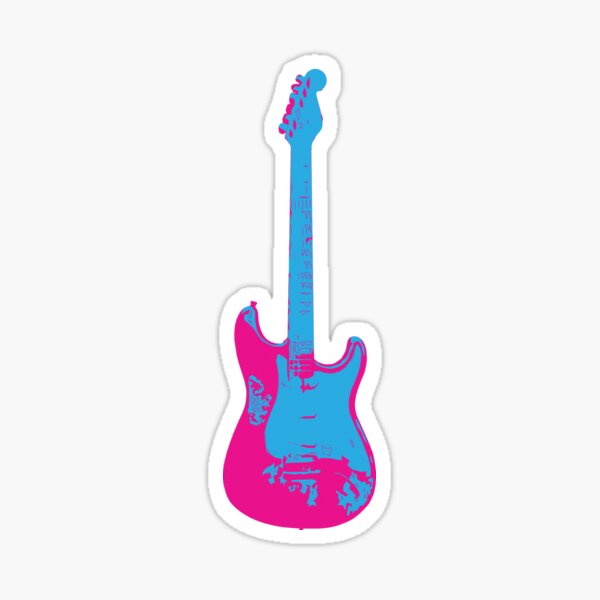 "Pink and Blue Electric Guitar (S09)" Sticker for Sale by QuarterMoon ...