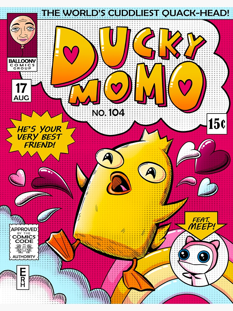 "Ducky Momo Comic Book Cover" Sticker for Sale by toonafish | Redbubble