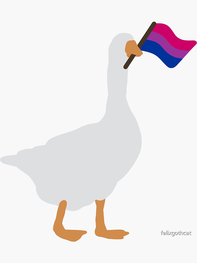 "Goose holding a Bisexual Pride flag " Sticker by felixgothcat | Redbubble