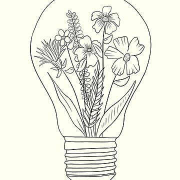 "Flower Light Bulb Line Drawing" Art Print for Sale by maggie-jm ...