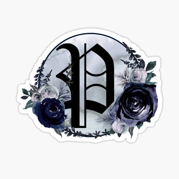 "The Letter 'P' Gothic Black Floral Circle Monogram " Sticker for Sale ...