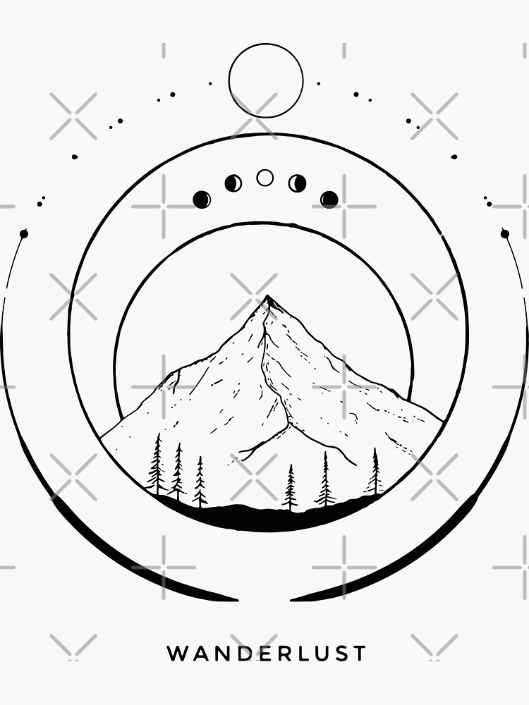 "Five moons over the mountains" Sticker by WanderlustDM | Redbubble