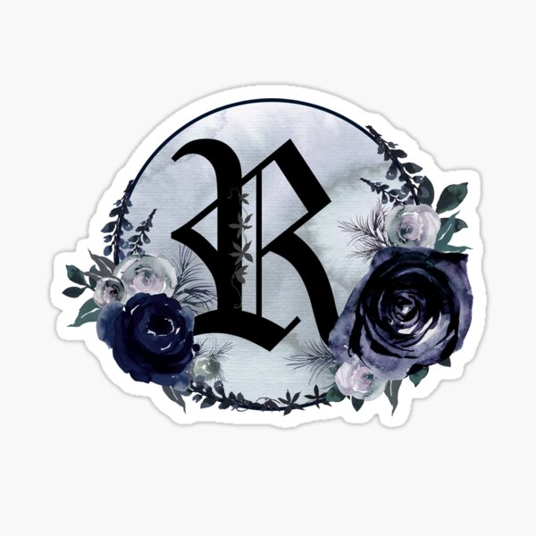 "The Letter 'R' Gothic Black Floral Circle Monogram " Sticker for Sale ...