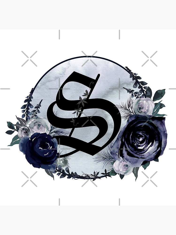 "The Letter 'S' Gothic Black Floral Circle Monogram " Poster by ...