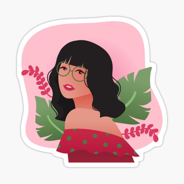 "Girl in wavy hair " Sticker by DesignersSL | Redbubble
