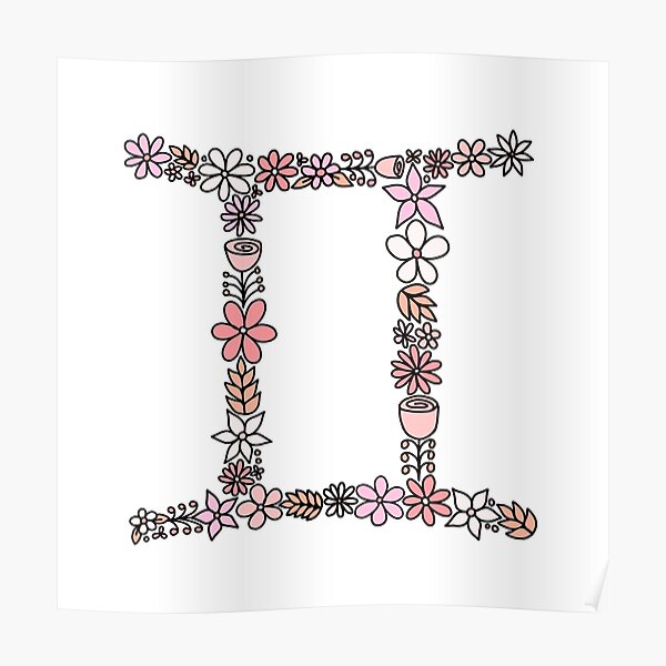 "Pink Gemini Zodiac Symbol" Poster for Sale by karinapezeshkan | Redbubble