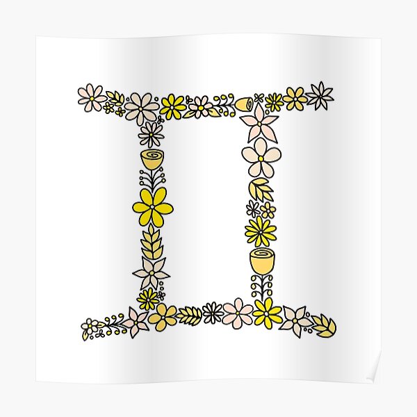 "Yellow Gemini Zodiac Symbol" Poster for Sale by karinapezeshkan ...