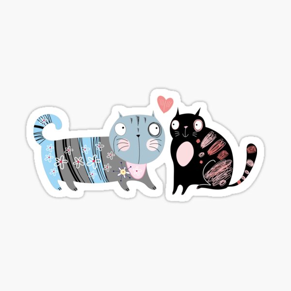 "Cute Cat Couple" Sticker for Sale by KentOsmundsen | Redbubble