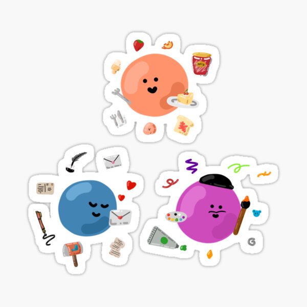 "three blob friends!" Sticker for Sale by peachteabujo | Redbubble