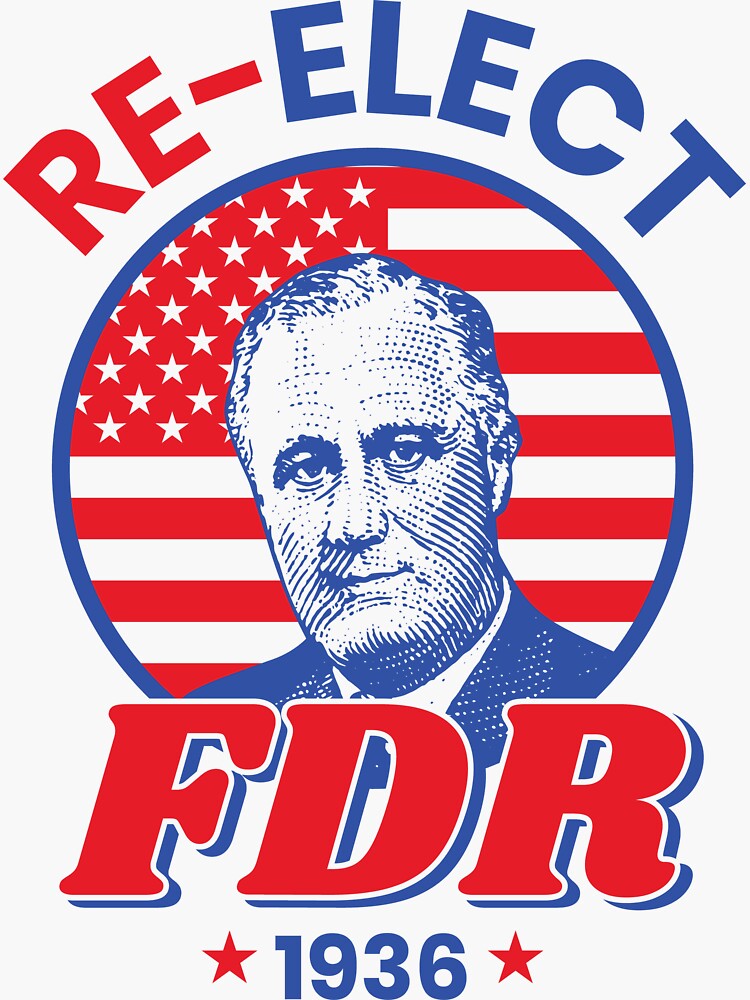 "FDR Campaign Democrat Re-Elect President Franklin Roosevelt " Sticker ...