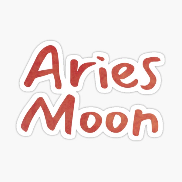 "Aries Moon Text Red" Sticker for Sale by leomooncreates | Redbubble