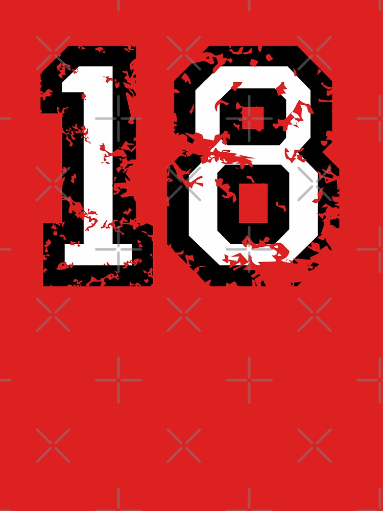 "Number Eighteen - No. 18 (two-color) white" T-shirt for Sale by ...
