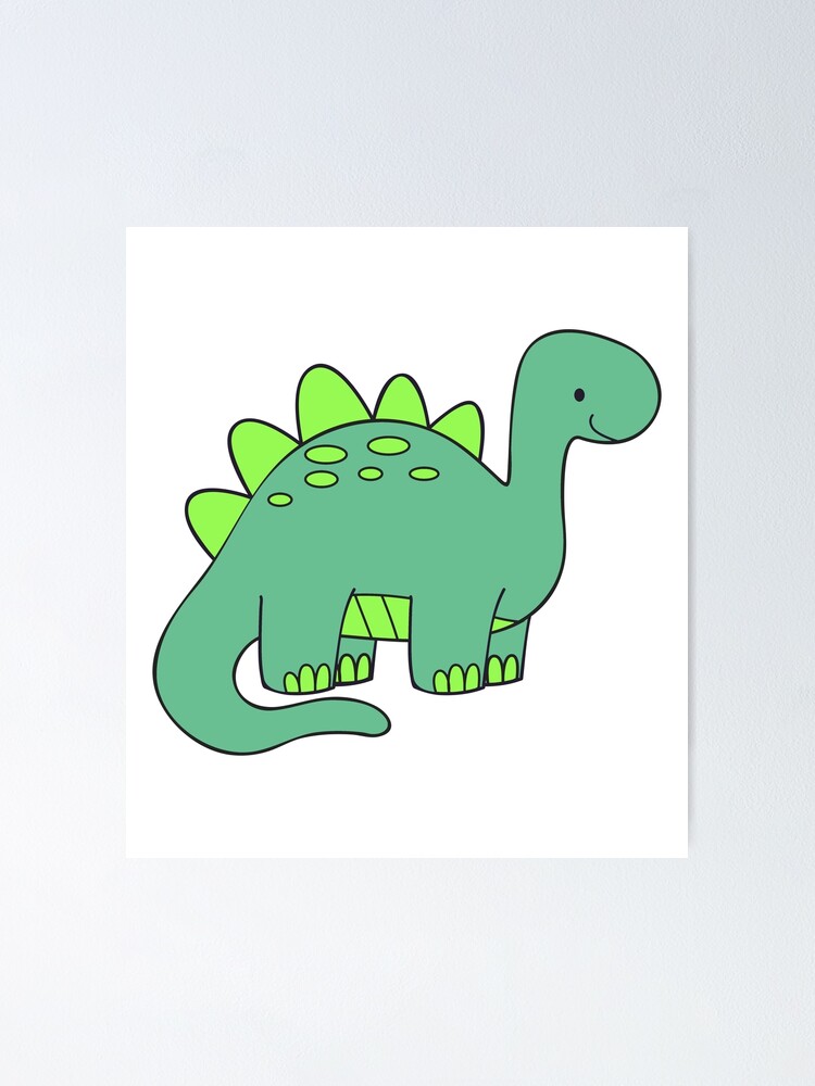 "Cute neon green dinosaur child" Poster for Sale by Catcrea | Redbubble