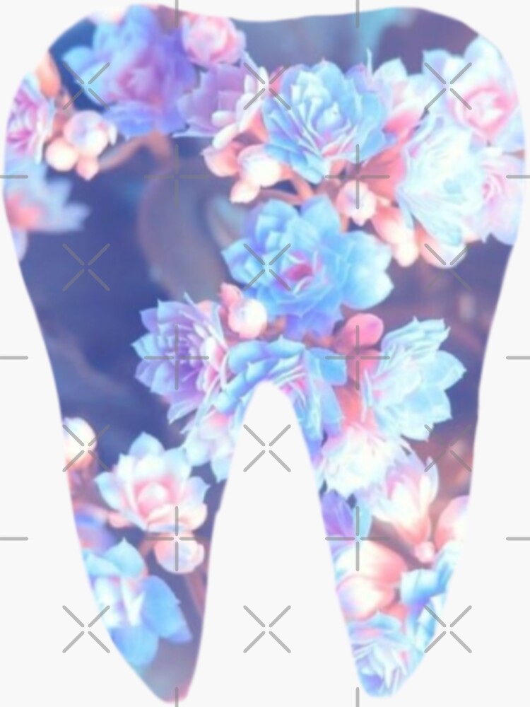 "Floral tooth small design blue flowers" Sticker for Sale by guaka ...