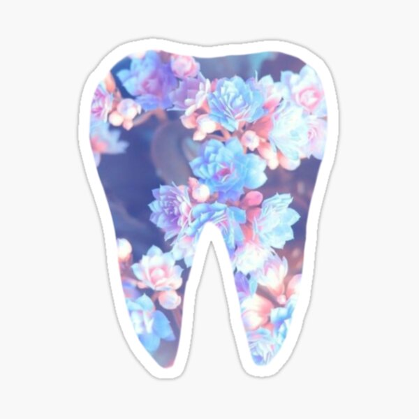 "Floral tooth small design blue flowers" Sticker for Sale by guaka ...