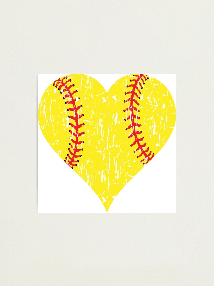 "Distressed Softball Heart" Photographic Print for Sale by PepaAnaRB ...