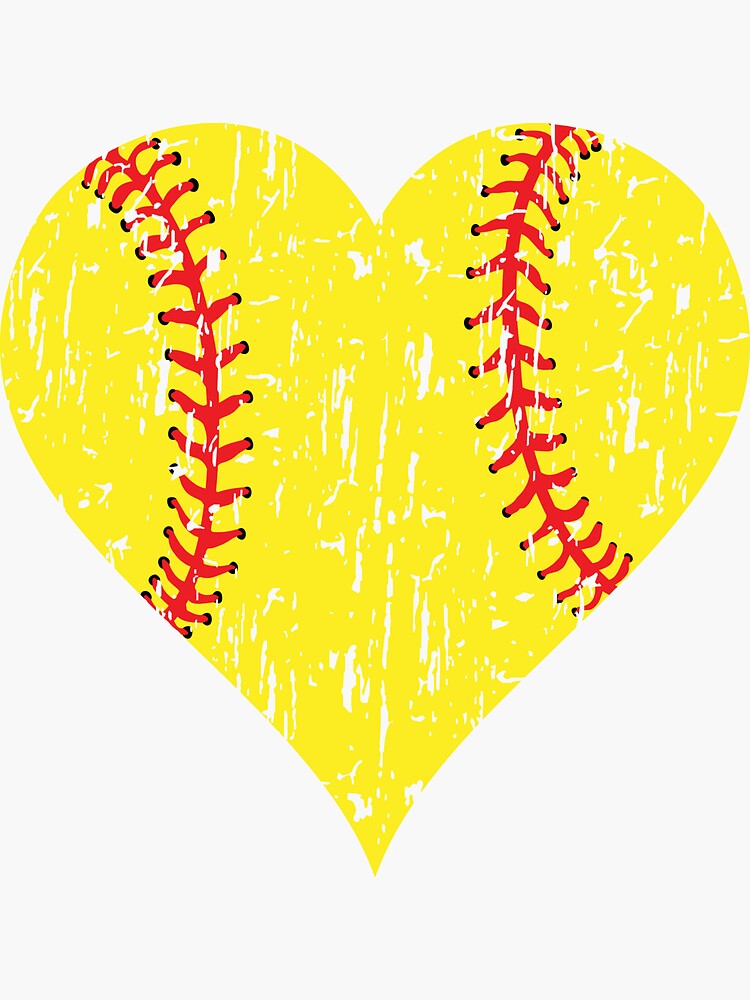 "Distressed Softball Heart" Sticker for Sale by PepaAnaRB | Redbubble