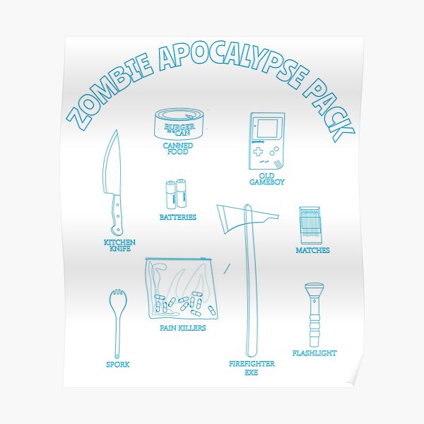 "Apocalypse, survival kit. Apocalypse pack." Poster for Sale by ...