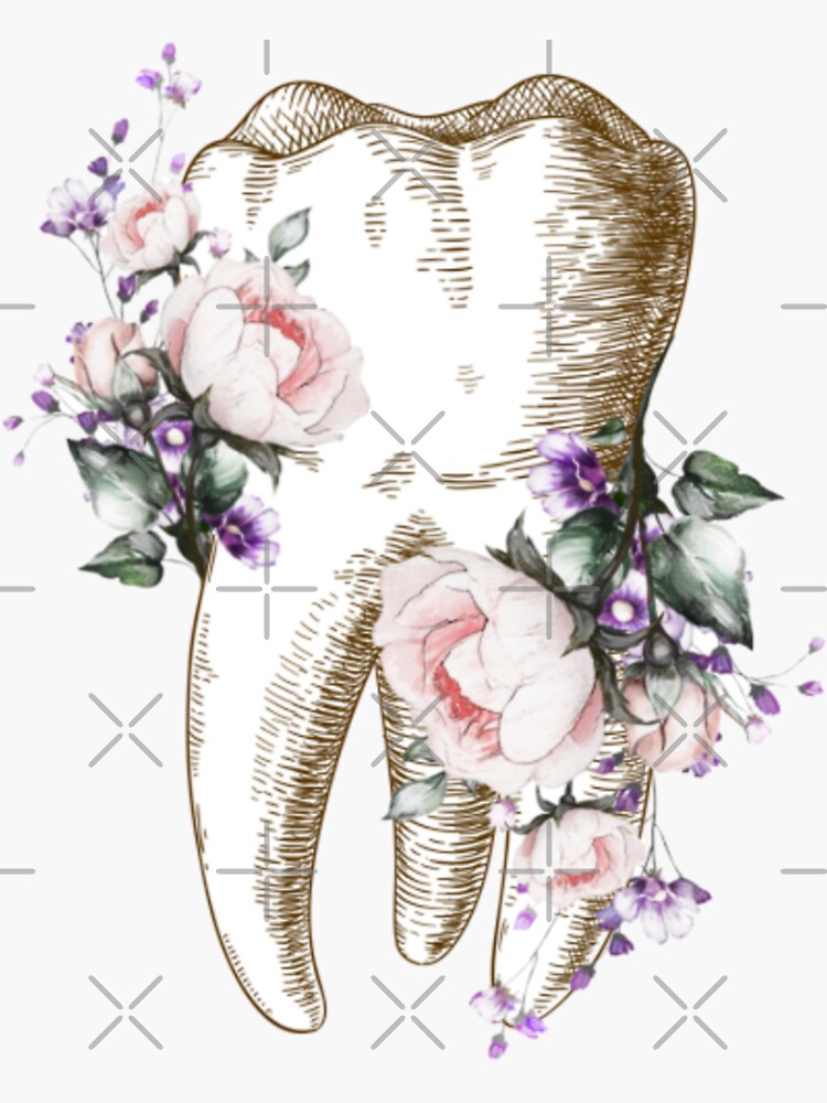 "Tooth with purple flowers, dental design" Sticker for Sale by guaka ...