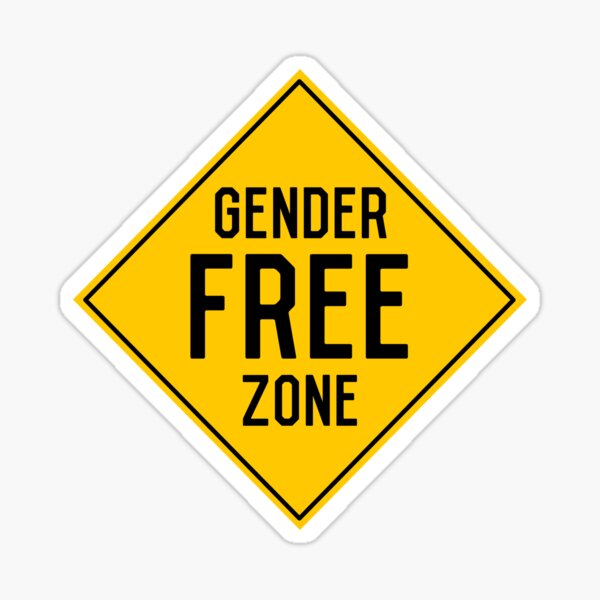 "Gender Free Zone" Sticker for Sale by shortroyal | Redbubble
